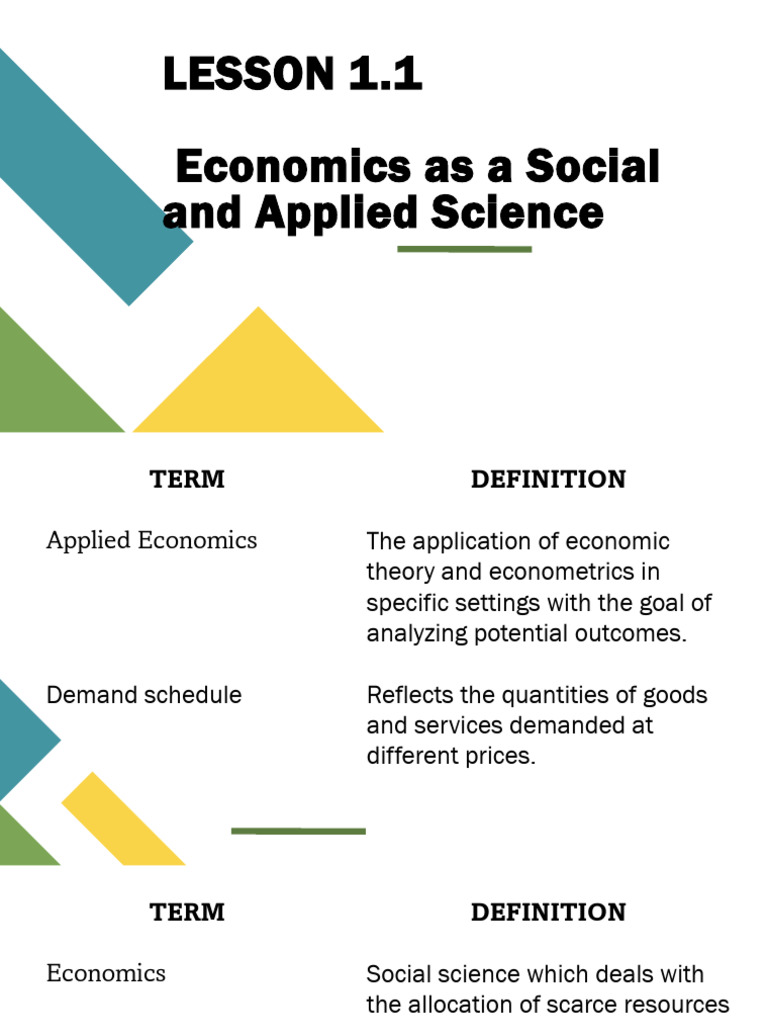 LESSON 1.1 Economics As A Social Science | PDF | Economics | Measures ...