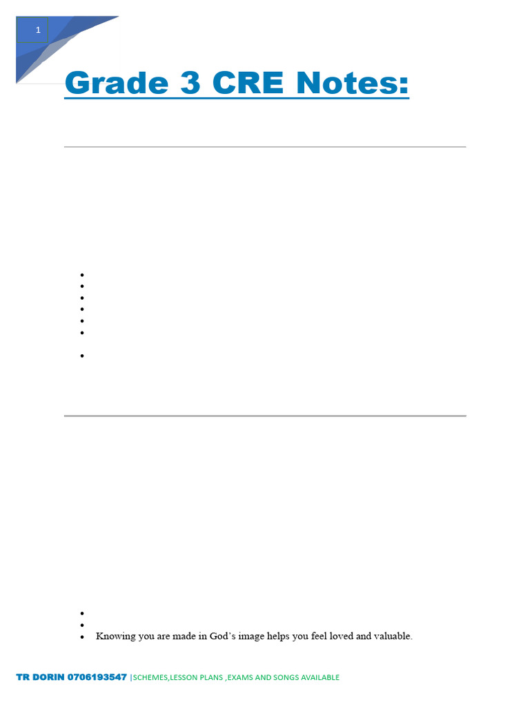 Grade 3 CRE Notes - 103837 | PDF | Shadrach, Meshach, And Abednego | Jonah