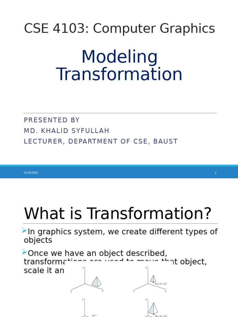 L14, L15 - Modeling Transformations | PDF | 2 D Computer Graphics | Euclid