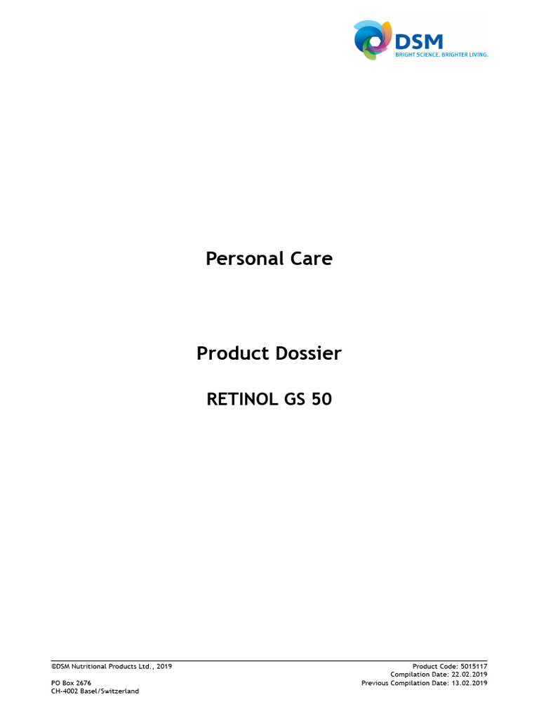 Retinol GS50 - Product Dossier | PDF | Cosmetics | Vitamin A