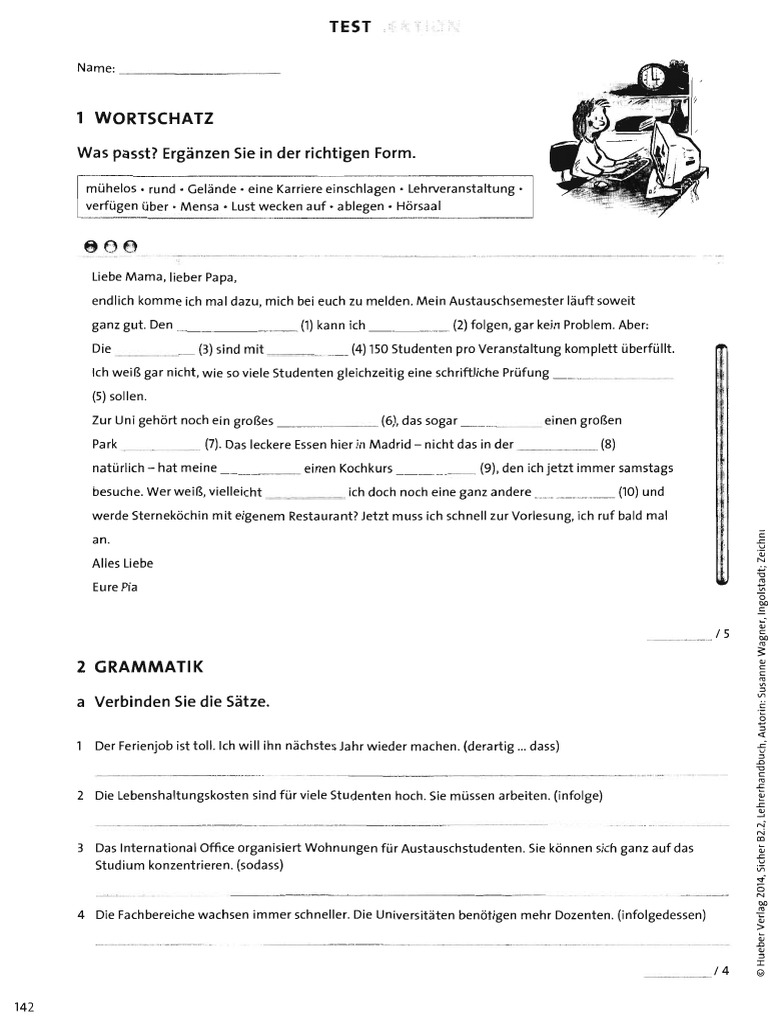 Sicher! B2.2 Lehrerhandbuch Test Zum Kapitel 9 | PDF