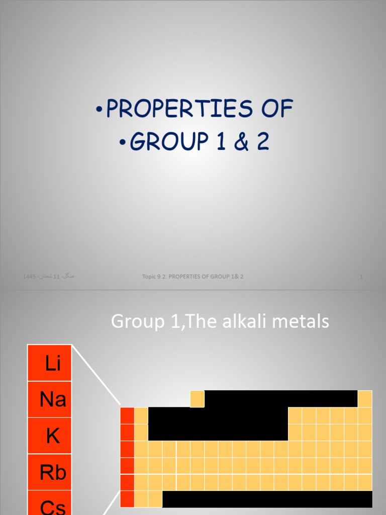 Alkali Metals: Key Properties | PDF