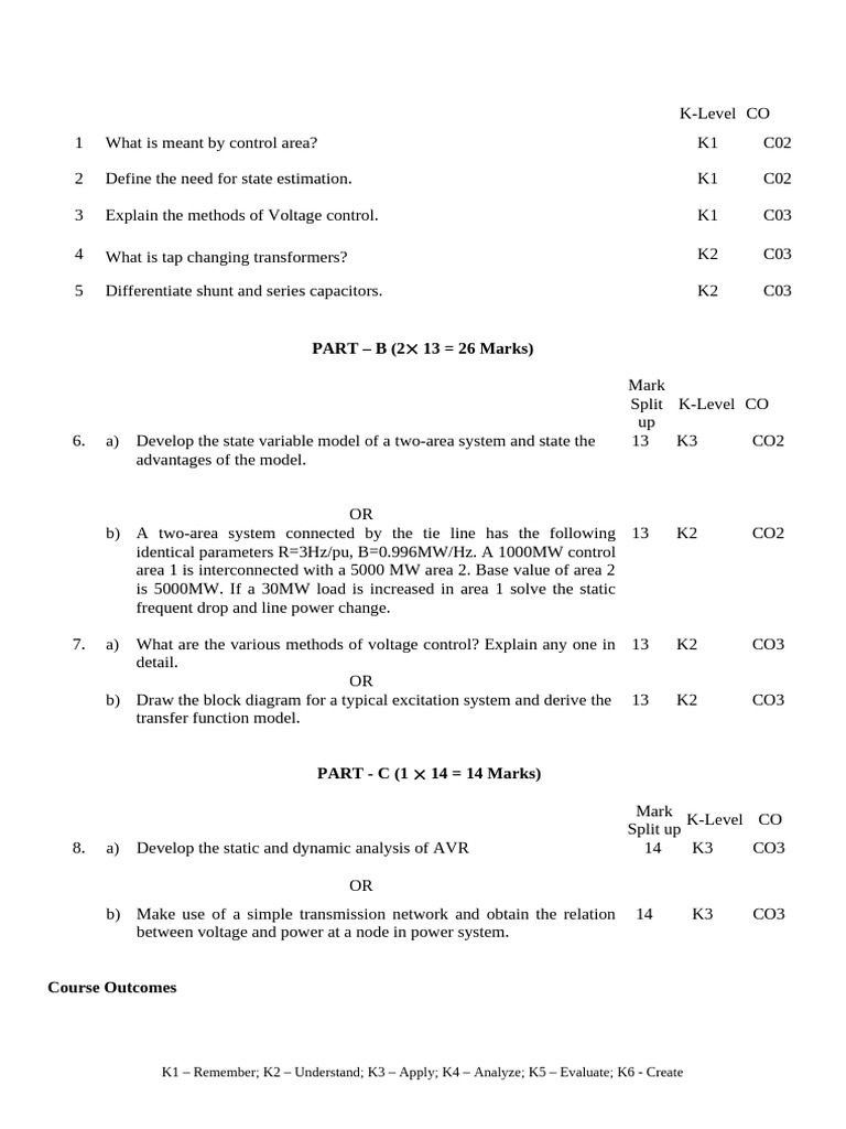 Part - B (2 13 26 Marks) : K1 - Remember K2 - Understand K3 - Apply K4 ...