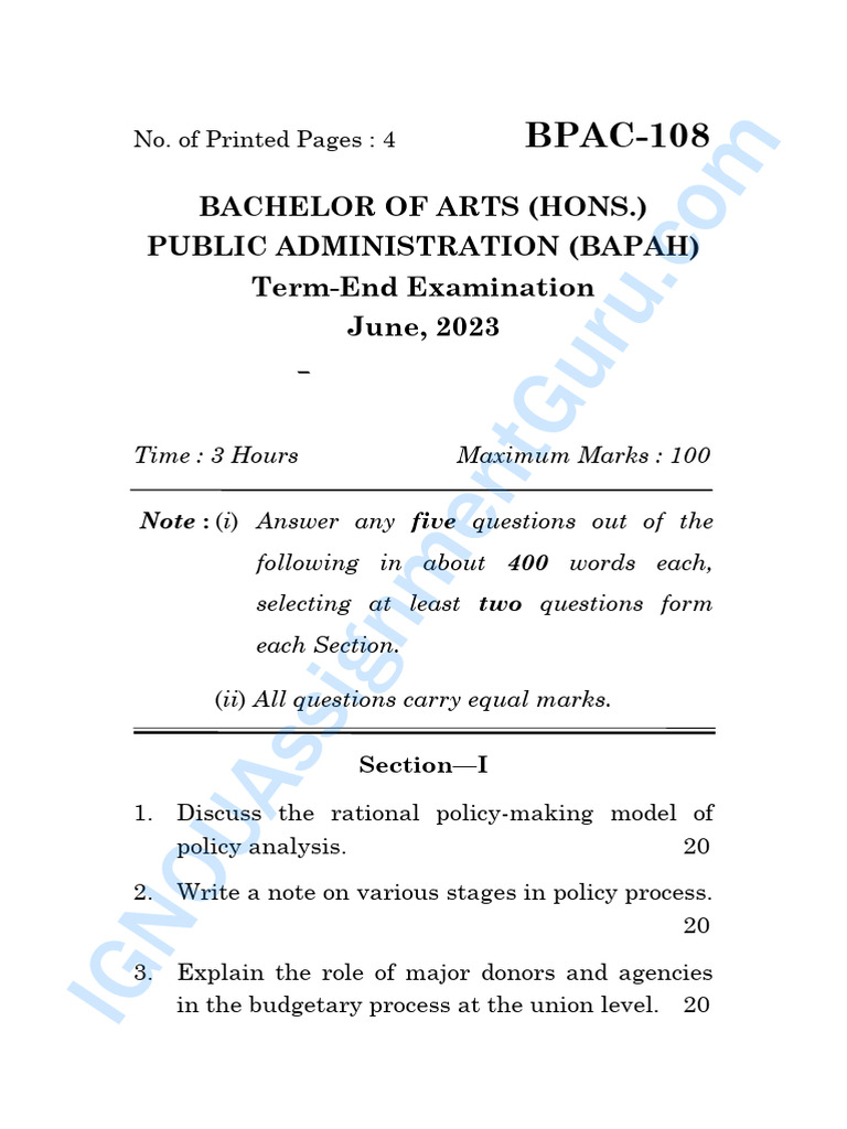 June - 2023 BPAC-108 | PDF | Social Policy | Policy