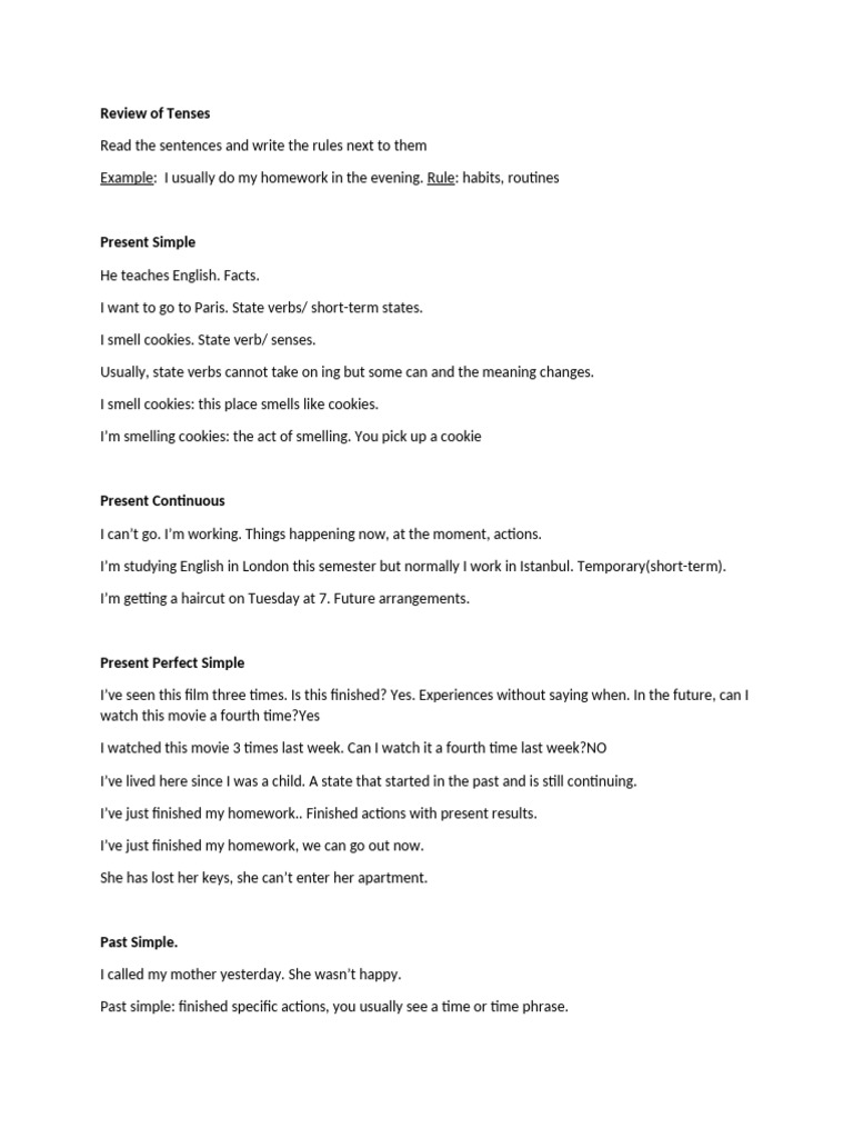 Review of Tenses2 | PDF