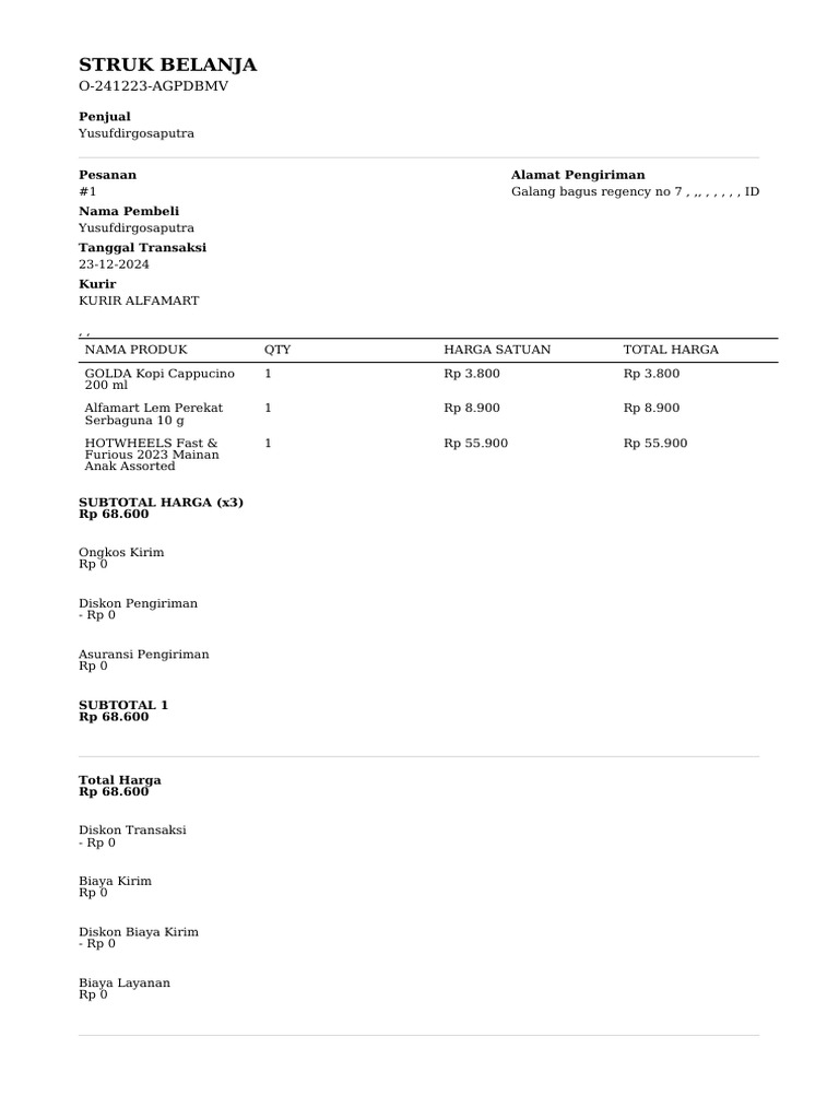 Struk Belanja Struk Belanja O 241223 AGPDBMV 1734922820600 | PDF