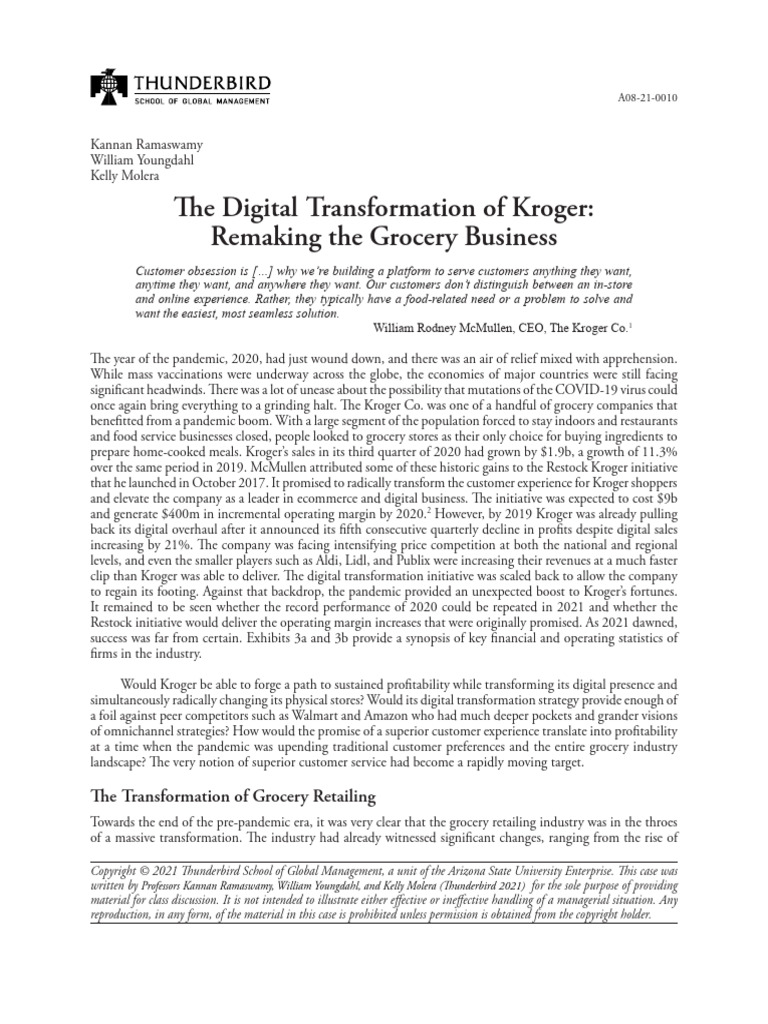 Kroger's Digital Transformation Strategy | PDF | Retail | Grocery Store