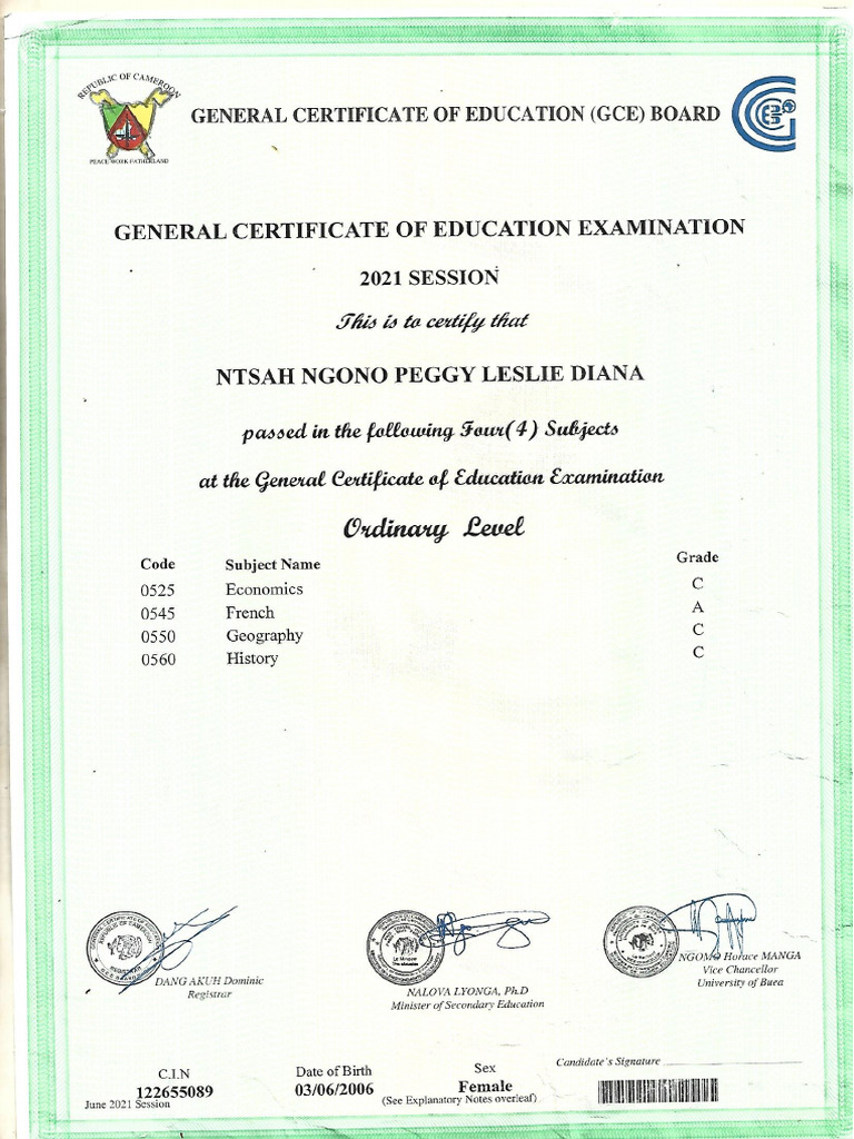 General Certificate | PDF
