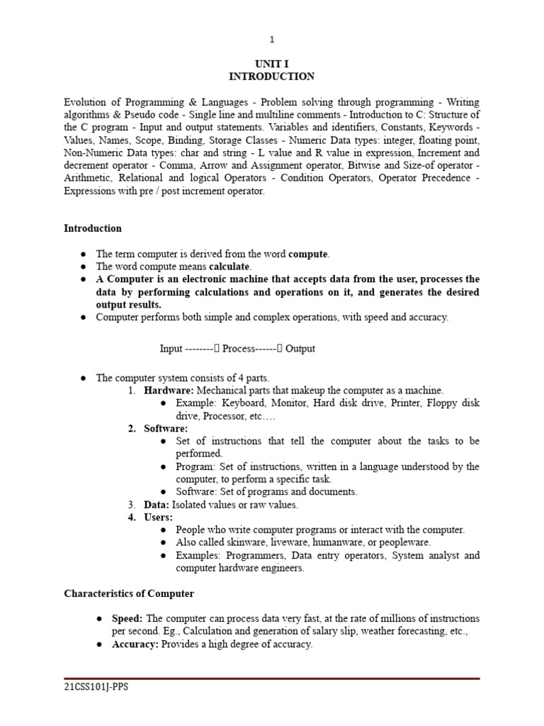 PPS UNIT I (3) | PDF | Integrated Circuit | Computer Program PPS UNIT I (3) | PDF | Integrated Circuit | Computer Program