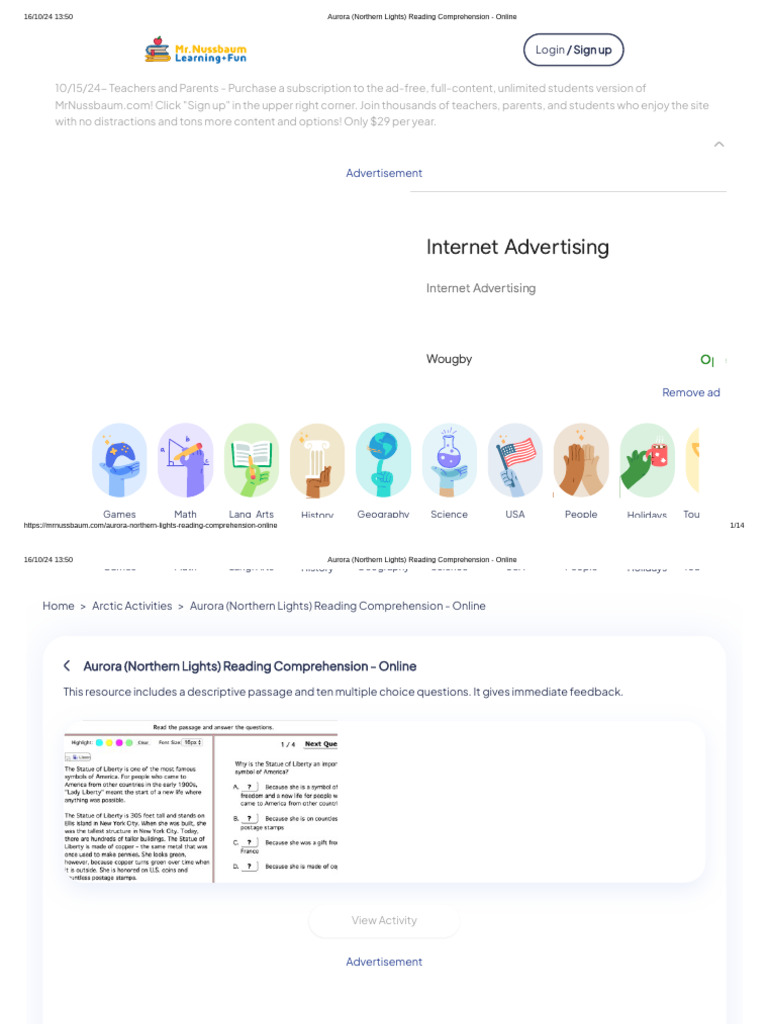 Aurora Borealis Reading Comprehension | PDF | Mathematics | The United ...