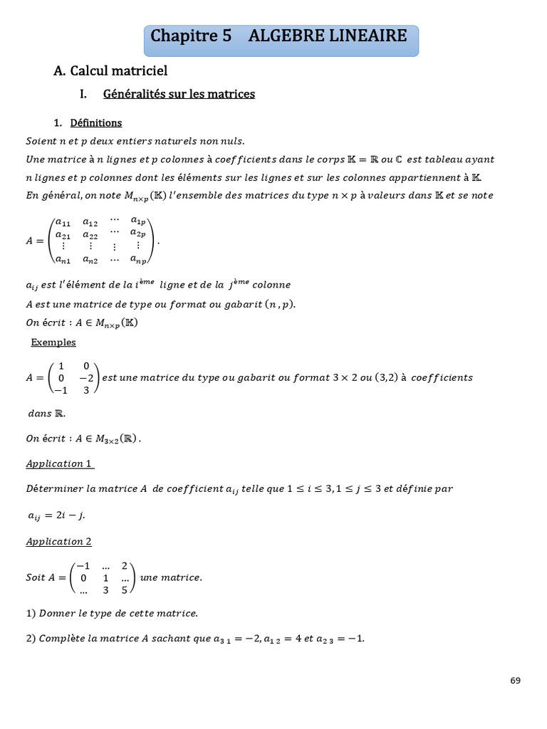 Cours 2 Calcul Matriciel | PDF