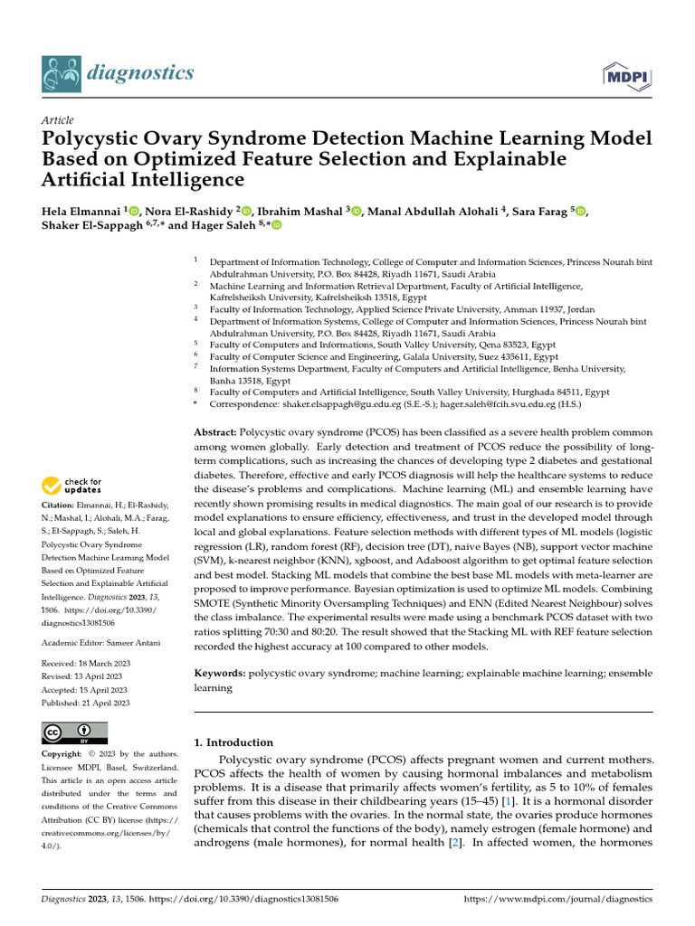 Polycystic Ovary Syndrome Detection Machine Learning Model | PDF | Receiver Operating ...