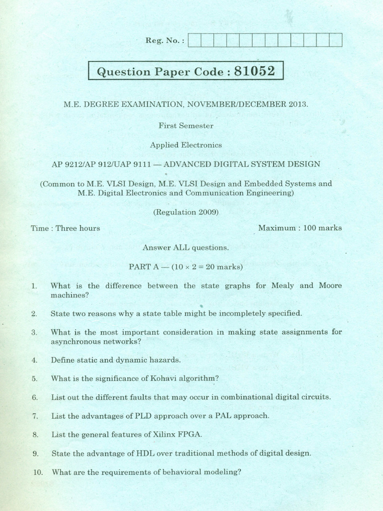 Advanced Digital System Design (2013) | PDF | Field Programmable Gate Array | Vhdl