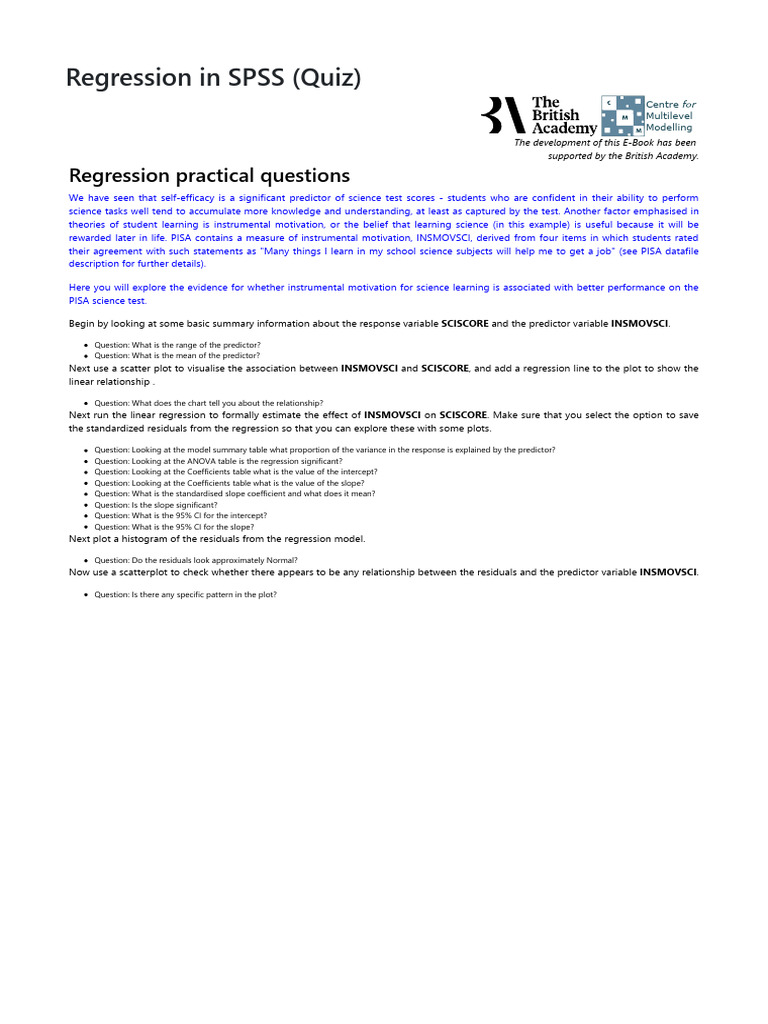 10 Linear Regression Quiz Pdf Coefficient Of Determination