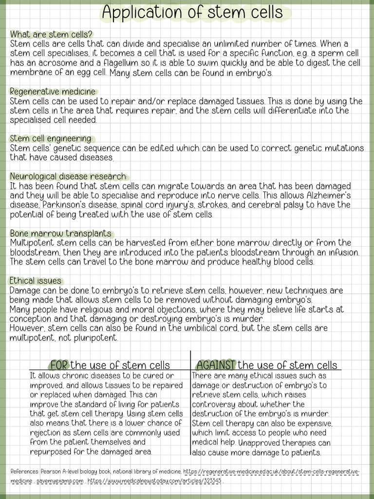 Application of Stem Cells | PDF | Stem Cell | Cell Therapy