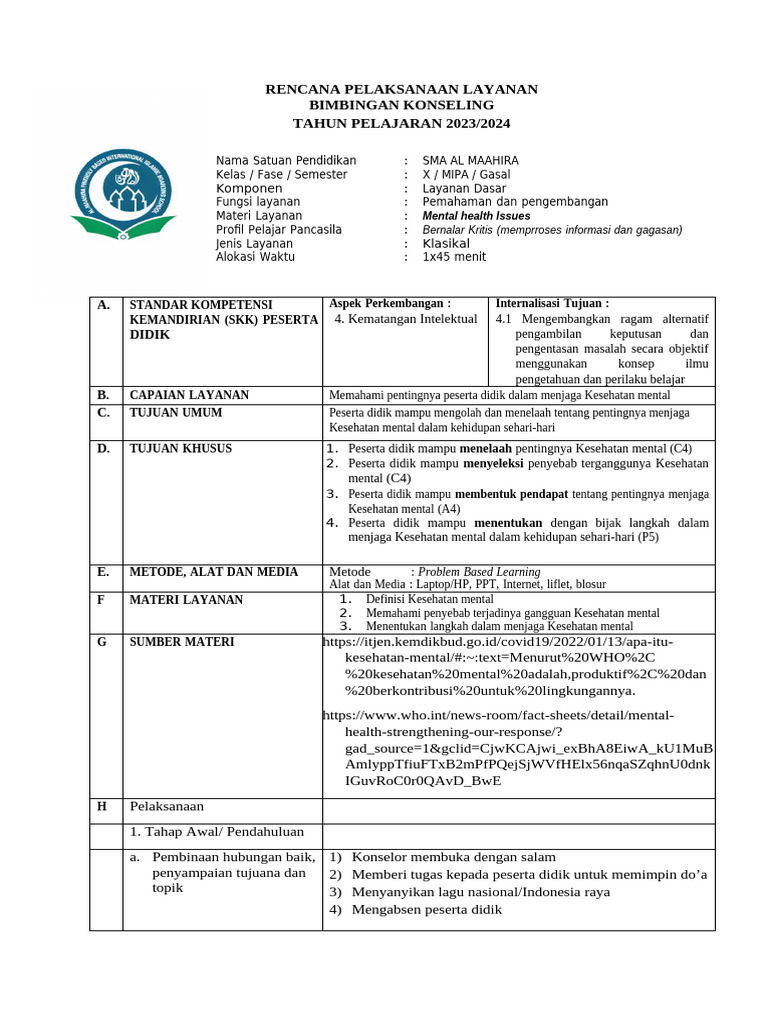 Modul Ajar Bimbingan Dan Konseling | PDF