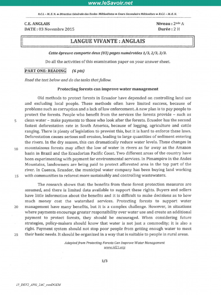 2nd - Devoir Natural Resources | PDF