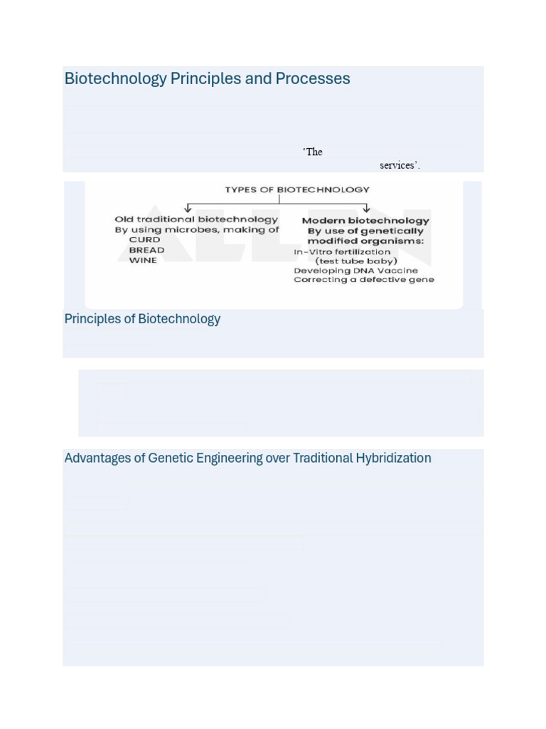 Biotechnology - Principle and process | PDF | Plasmid | Dna