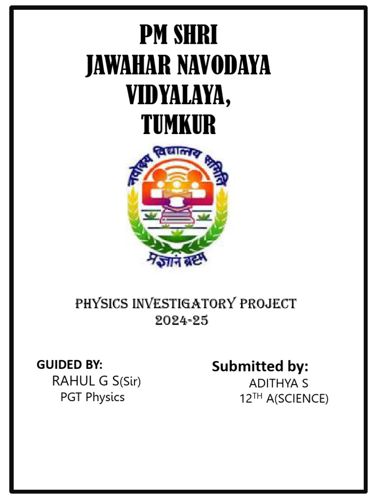 PHYSICS ADITHYA Investigatory Project | PDF | Electrochemistry | Electrical Resistance And ...