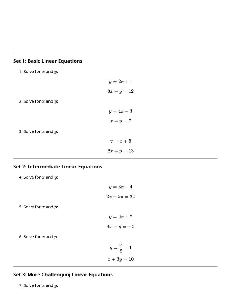 Simultaneous Equations Substitution Practice Pdf Equations Mathematical Objects