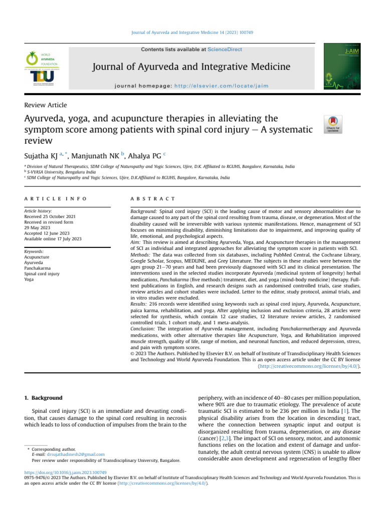 Spinal Cord Injury - Review | PDF | Ayurveda | Spinal Cord Injury