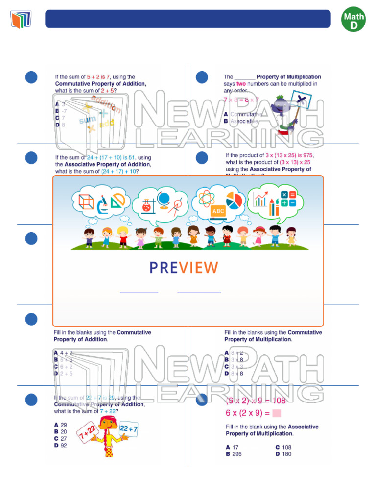 Worksheet Math Grade 4 Commutative Associative Properties 2 0 | PDF ...