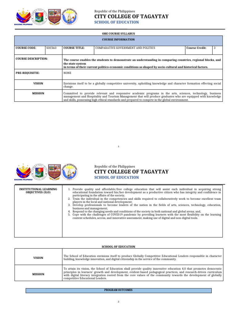 Comparative Government Course Syllabus | PDF | Learning | Government