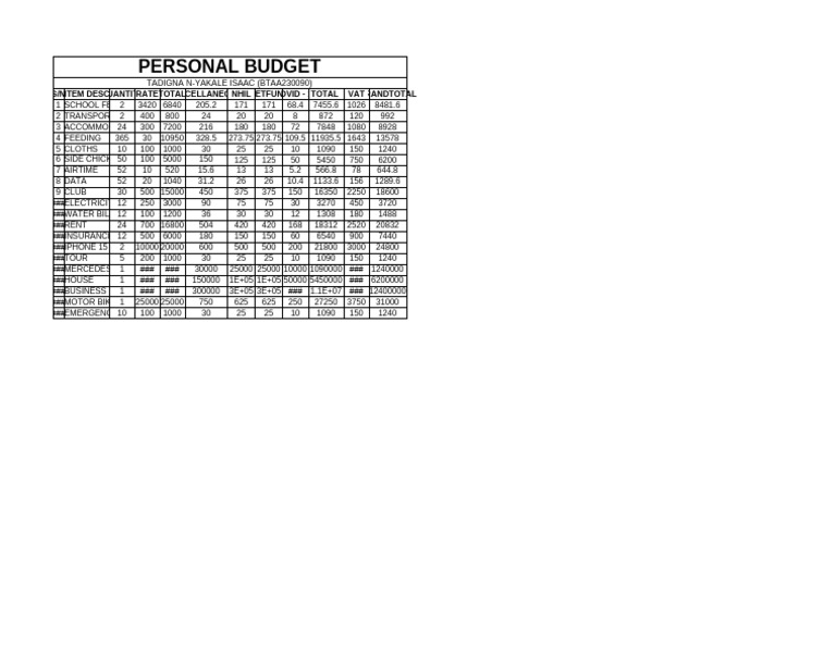 Personal Budget Breakdown and Analysis | PDF