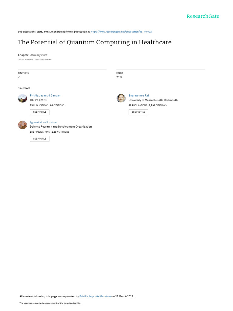 The Potential of Quantum Computing in Healthcare | PDF | Machine ...