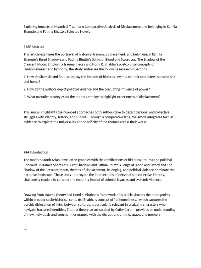 Exploring Impacts of Historical Trauma | PDF | Psychological Trauma ...
