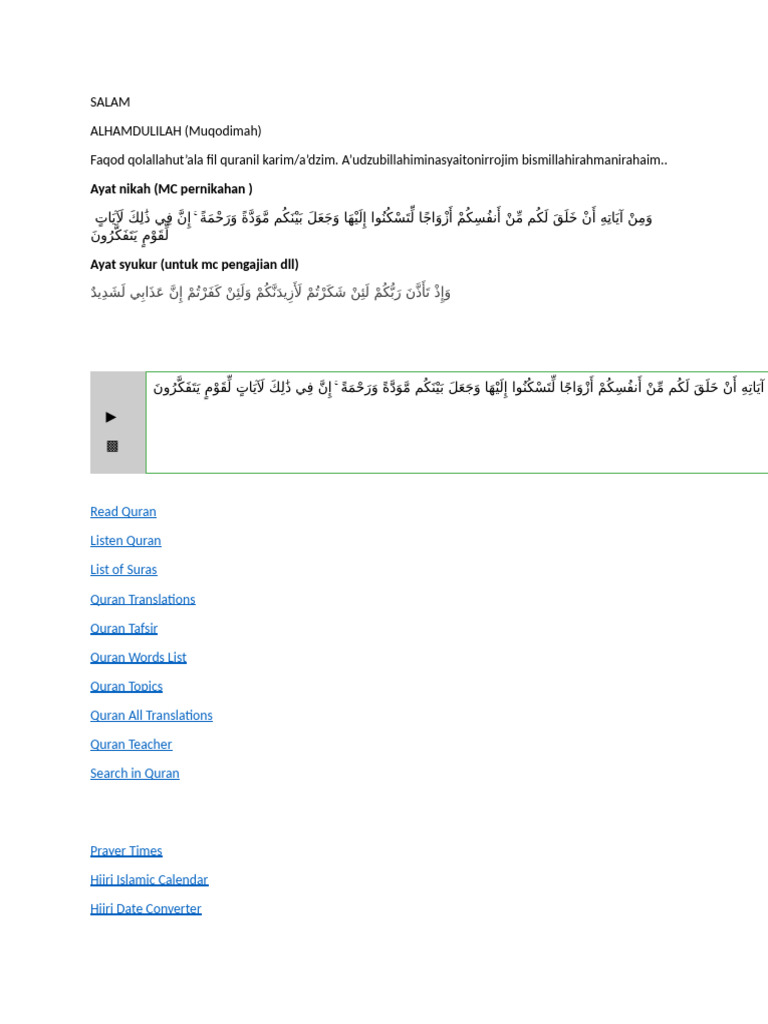 Ayat Nikah (MC Pernikahan) | PDF