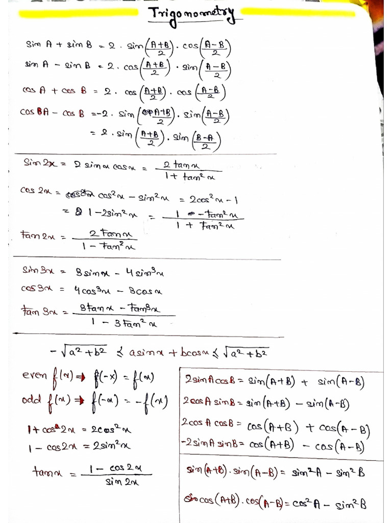 trigonometry class 12 formulas | PDF
