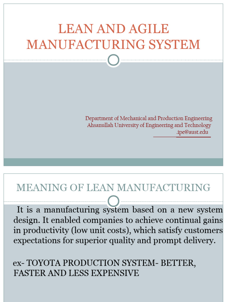 Lean and Agile Manufacturing Overview | PDF | Lean Manufacturing ...