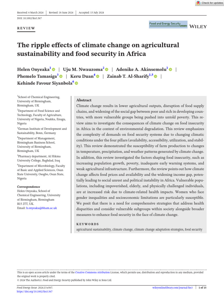 Food and Energy Security - 2024 - Onyeaka - The ripple effects of ... Food and Energy Security - 2024 - Onyeaka - The ripple effects of ...