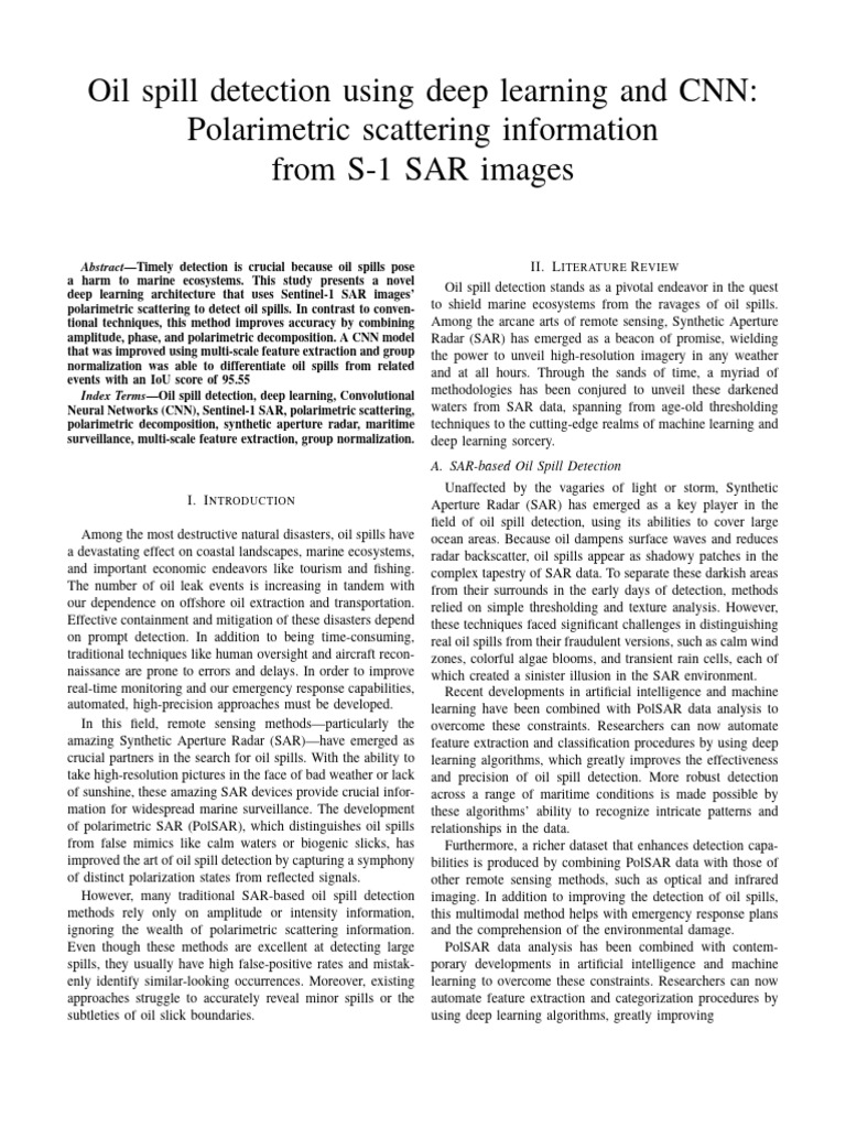 Deep Learning for Oil Spill Detection | PDF | Deep Learning ...