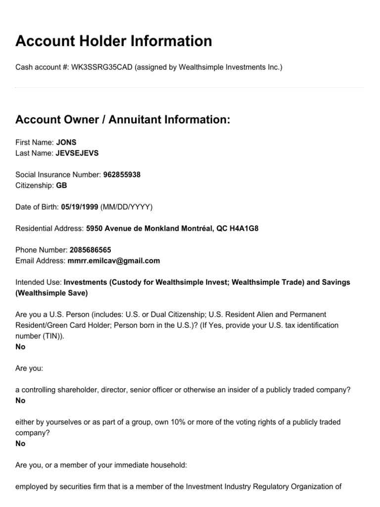 CA Account Opening Agreement | PDF