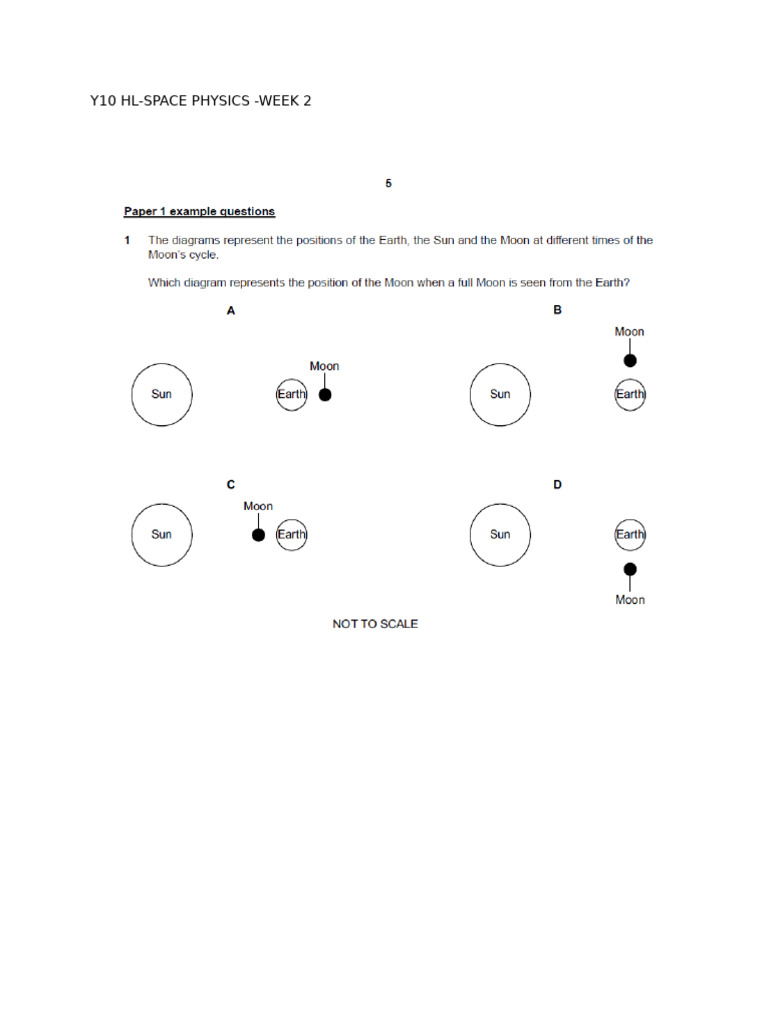 y10 Hl-week2 Space Physics | PDF
