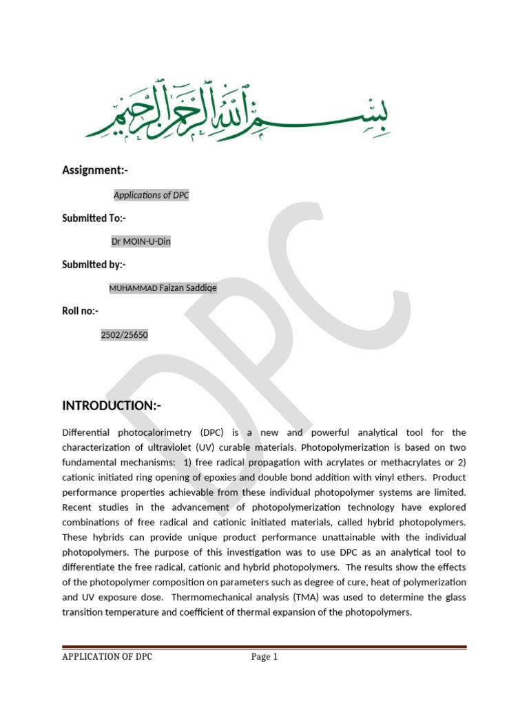 Dpc Dr Moin Pdf Polymers Polymerization