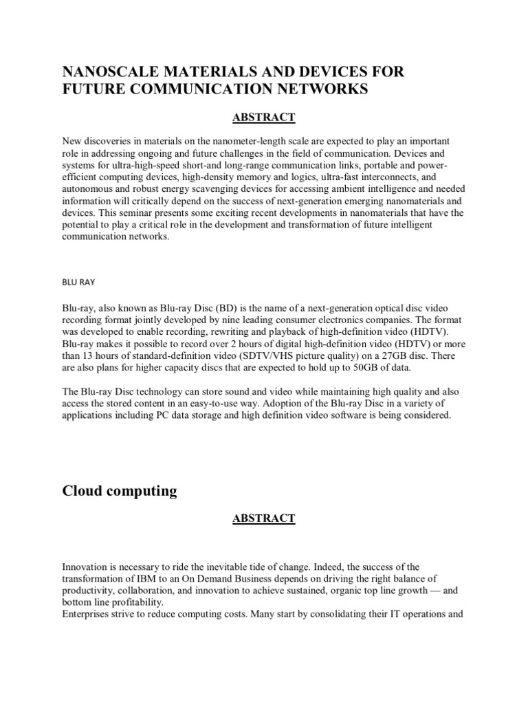 Nanoscale Materials and Devices For Future Communication | PDF | Computers