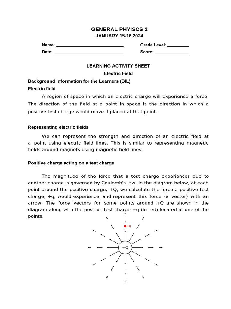 LAS-3-GEN.-PHYSICS-2 | PDF | Electric Field | Force