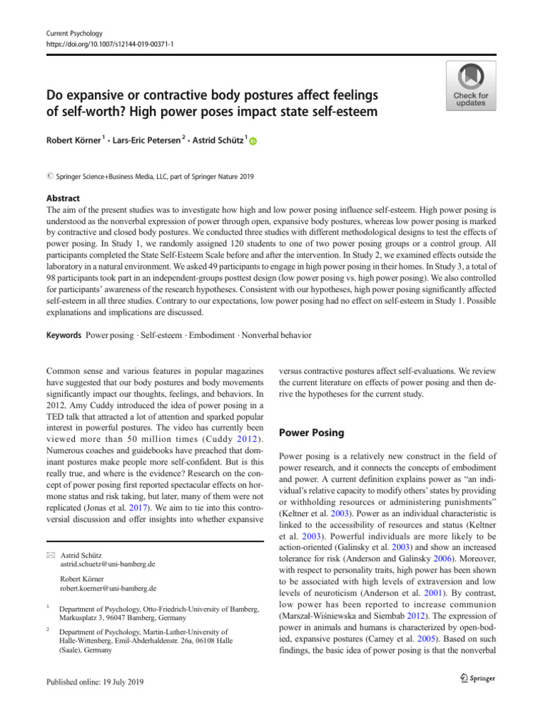 Does Expansive Body Postures | PDF | Psychology | Social Psychology