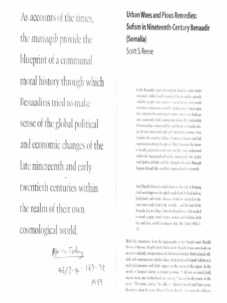 Urban Woes and Pious Remedies - Sufism in 19th Century Benaadir ...