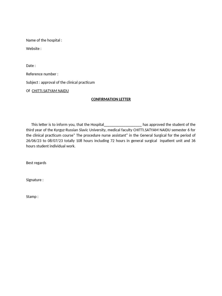 Clinical Practicum Approval Notice | PDF