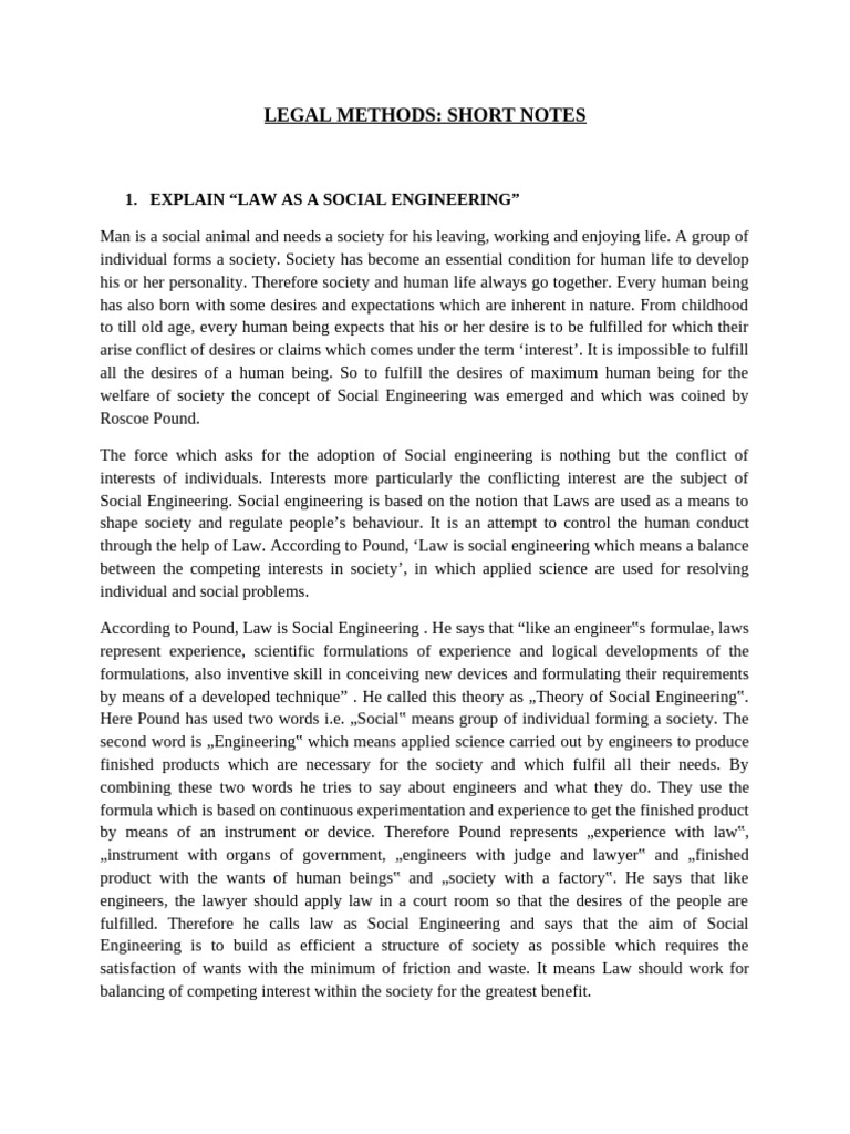 Law as Social Engineering Explained | PDF | Precedent | Sanctions (Law)