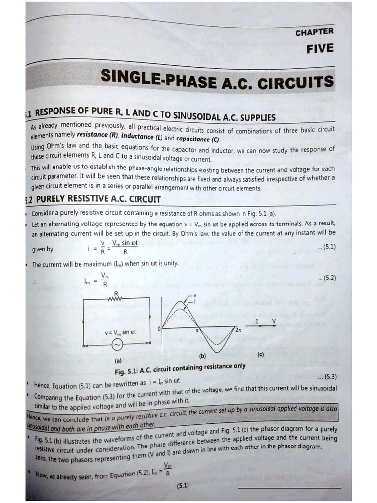 Single Phase Ac Circuit | PDF
