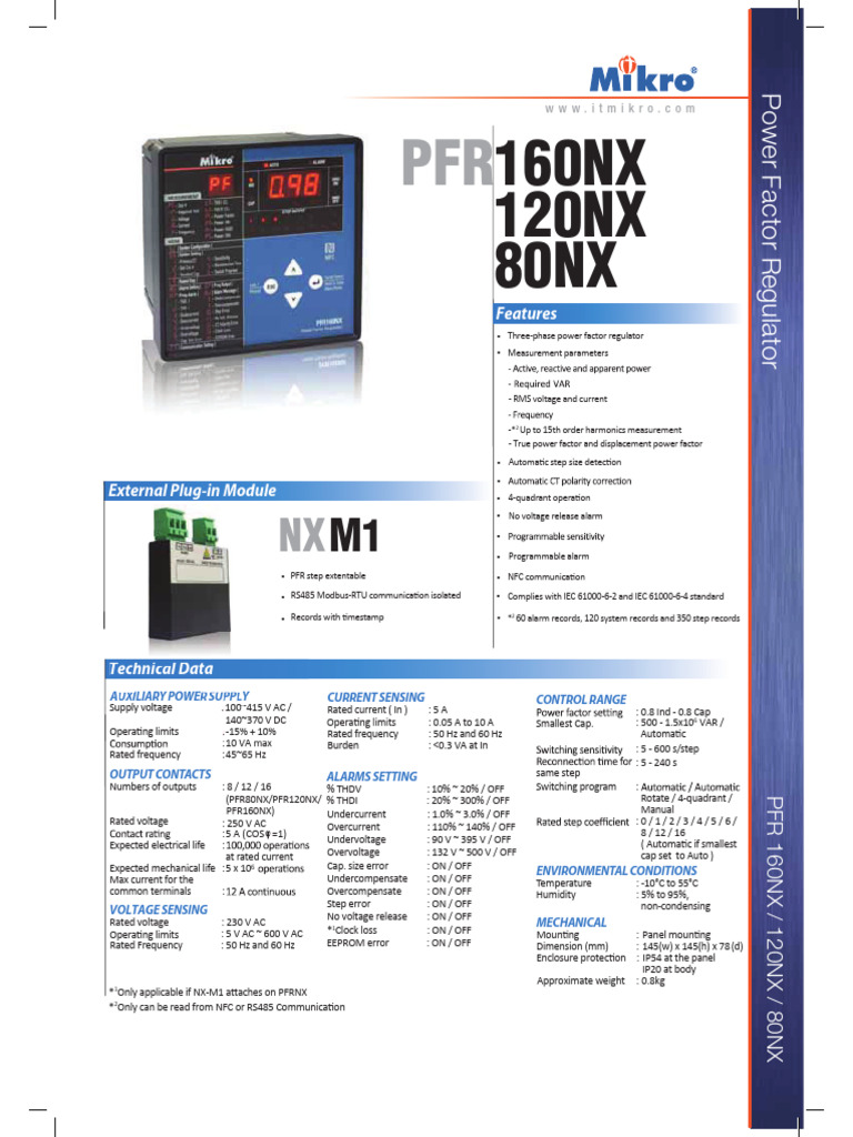 PFR160_120_80NX | PDF | Electrical Components | Physical Quantities