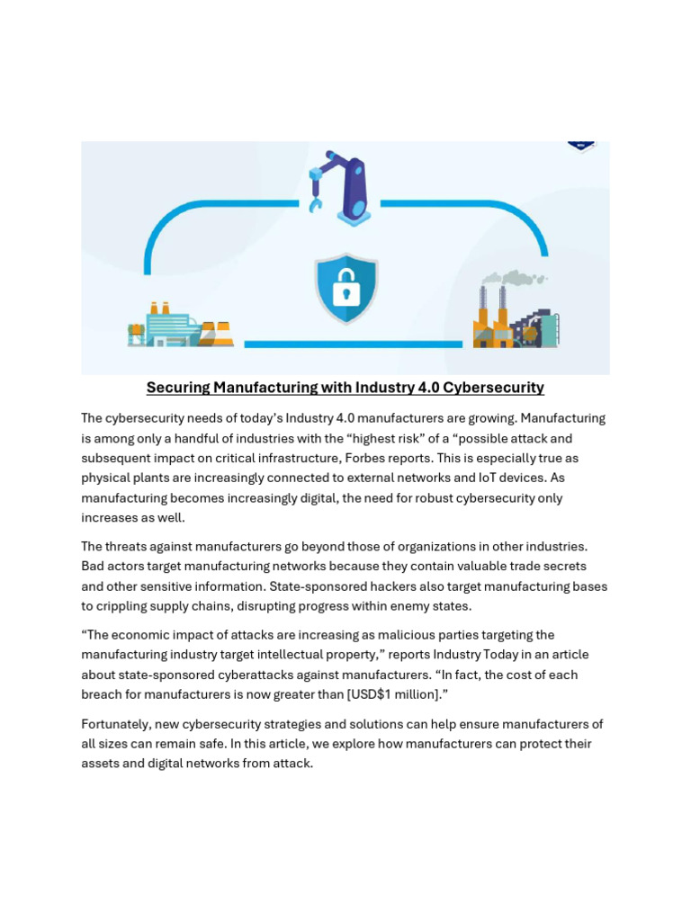 Securing Manufacturing With Industry 4 - Sysman 2024 | PDF | Security ...