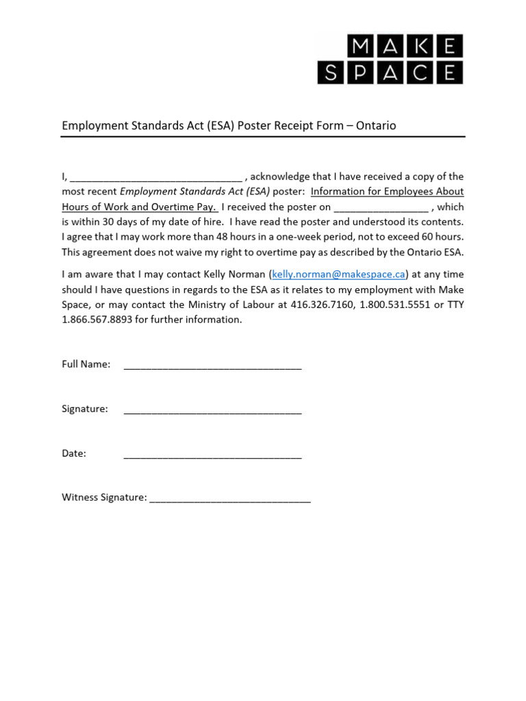 Ontario ESA Poster Receipt Form | PDF