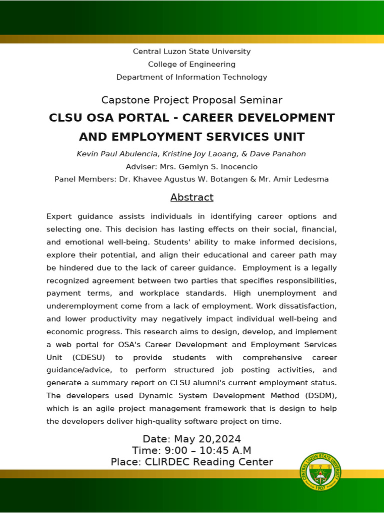 CLSU Career Development Web Portal | PDF