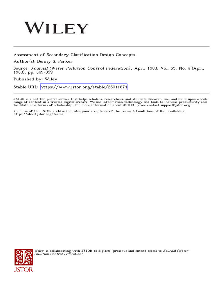 Assessment of Secondary Clarification Design Concepts | PDF ...